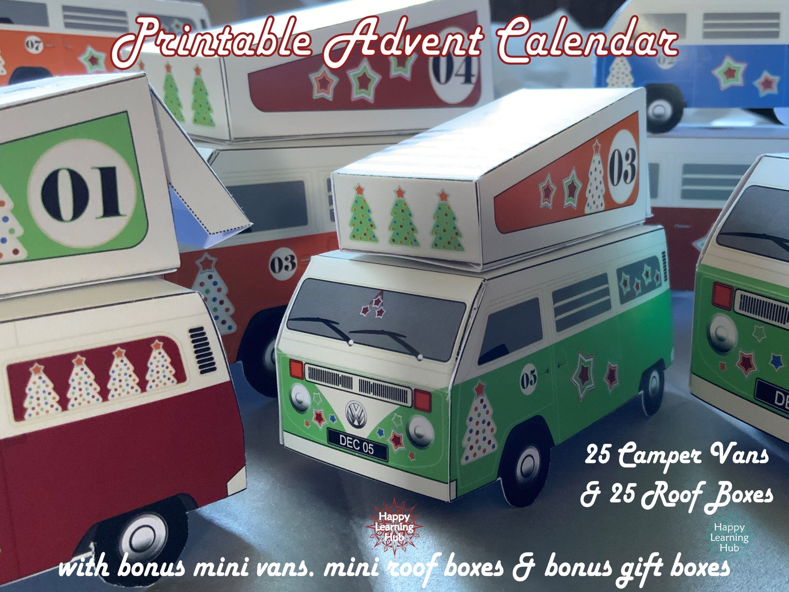 Printable Advent Calendar Boxes, Camper Van Advent Calendar, Novelty ...