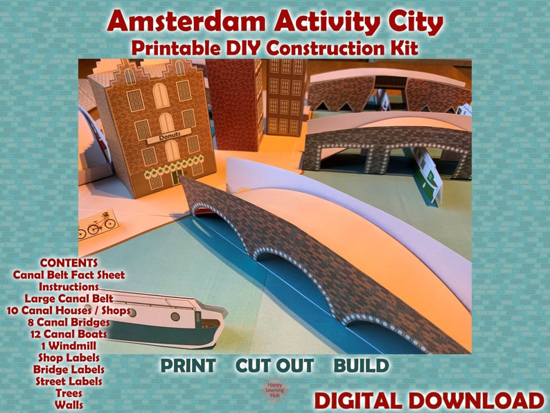 Printable Amsterdam Activity City, Dutch Paper Houses, DIY Construction ...