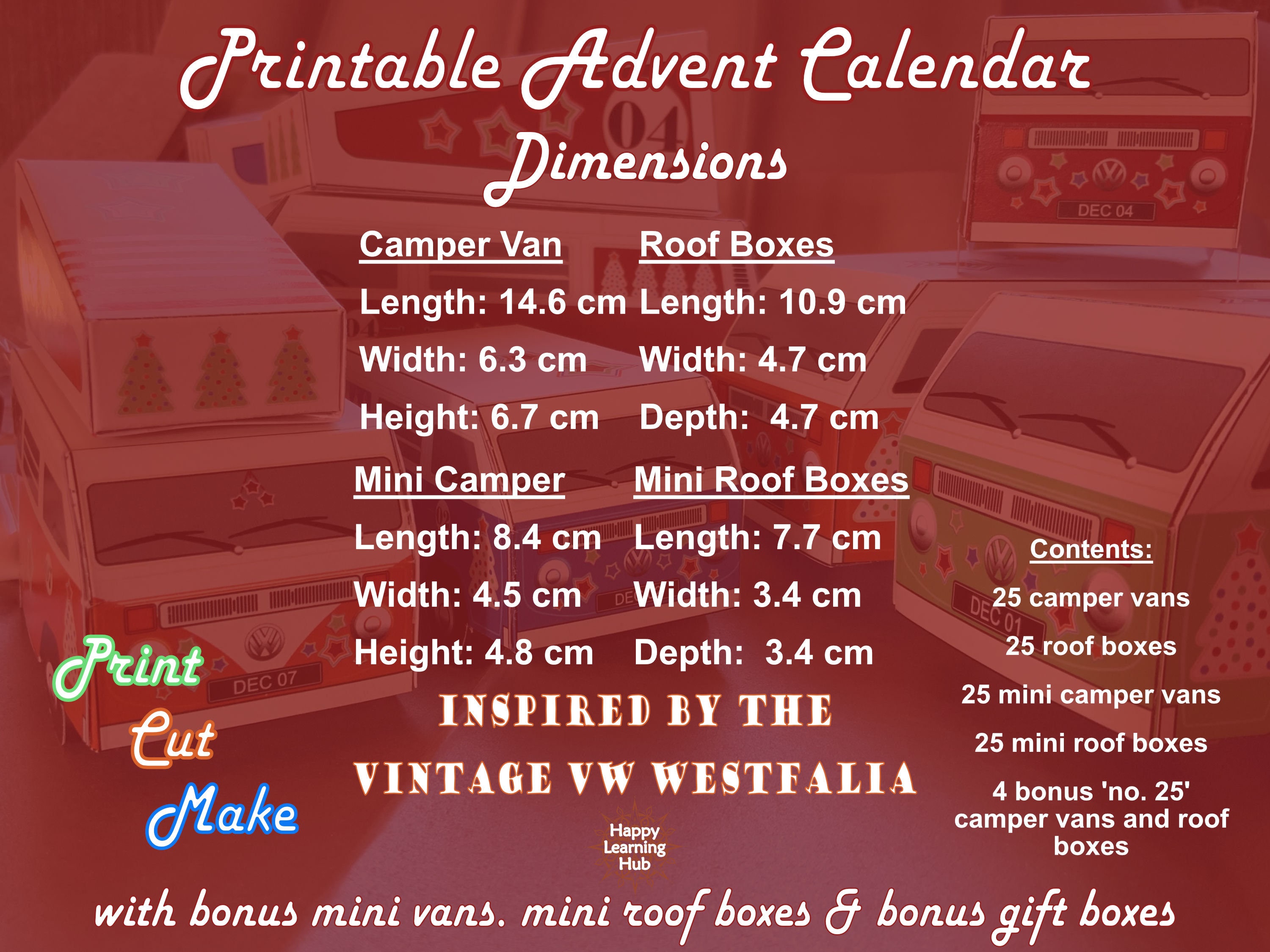 Printable Advent Calendar Boxes, Camper Van Advent Calendar, Novelty ...