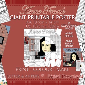 Women's History Month, Large Printable Colouring Poster, Anne Frank ...