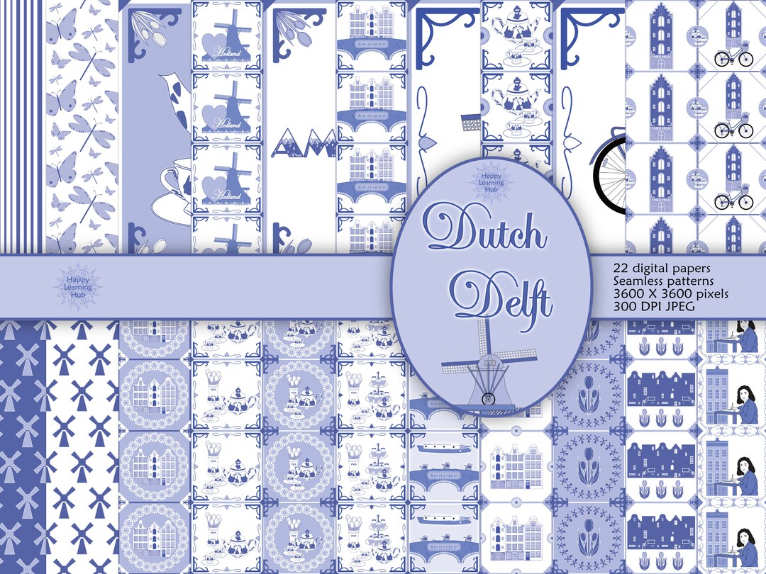 Netherlands Digital Papers, Dutch Delft, Dutch Seamless Patterns ...