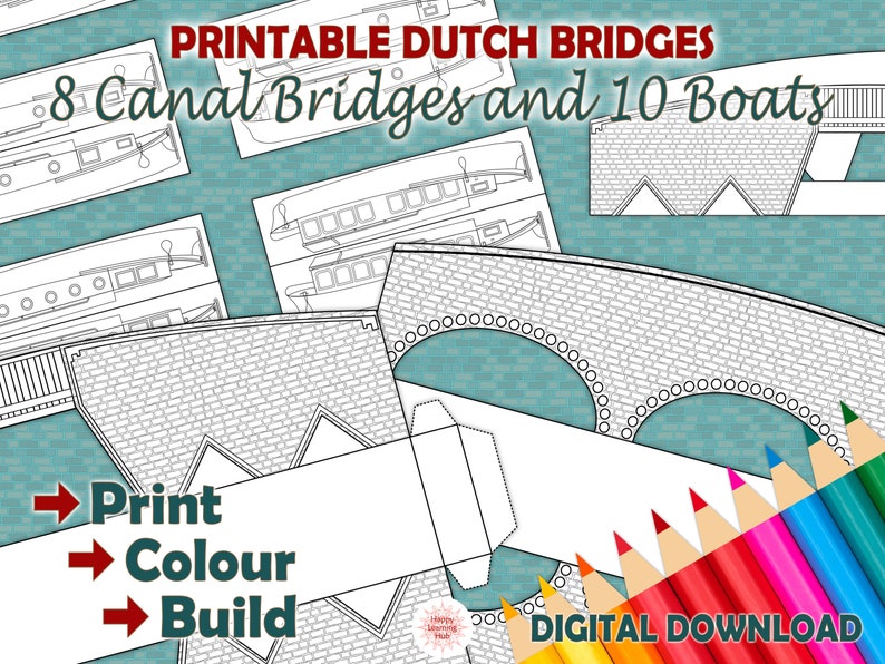 Amsterdam Canal Bridges and Boats Printable, DIY Paper Crafts ...