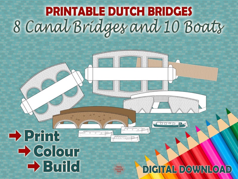 Amsterdam Canal Bridges and Boats Printable, DIY Paper Crafts ...