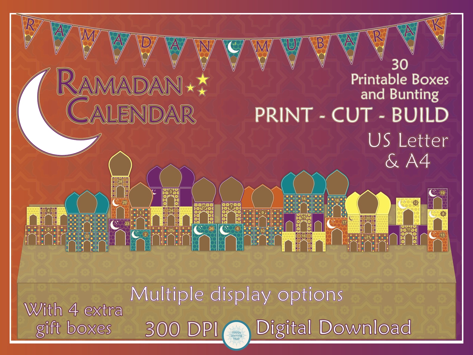 Printable Ramadan Calendar, Ramadan Countdown Calendar, Ramadan Mubarak ...