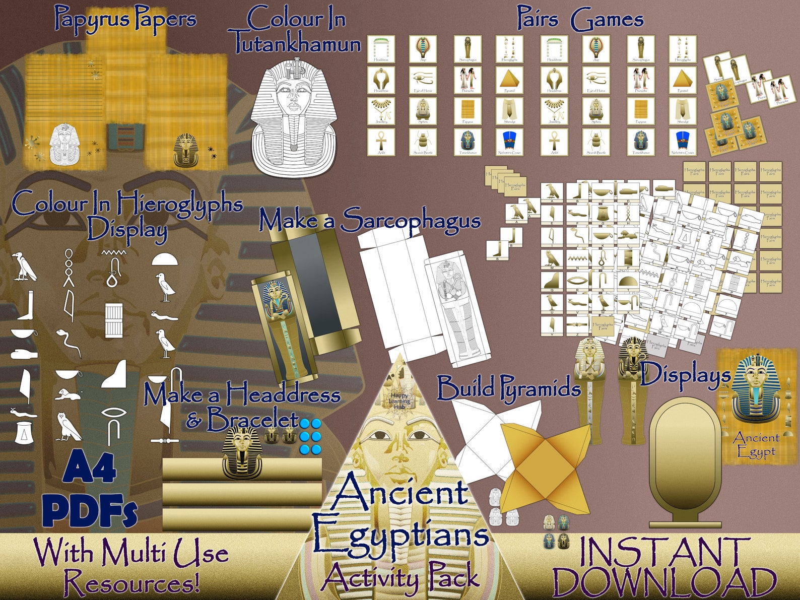 Ancient Egyptian Activity Pack, Egyptian Construction Kit, Sarcophagus ...