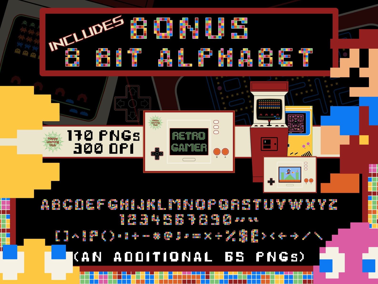 Retro Gamer Clipart, Gamer PNG Bundle, 80's Clipart, Gaming Consoles ...