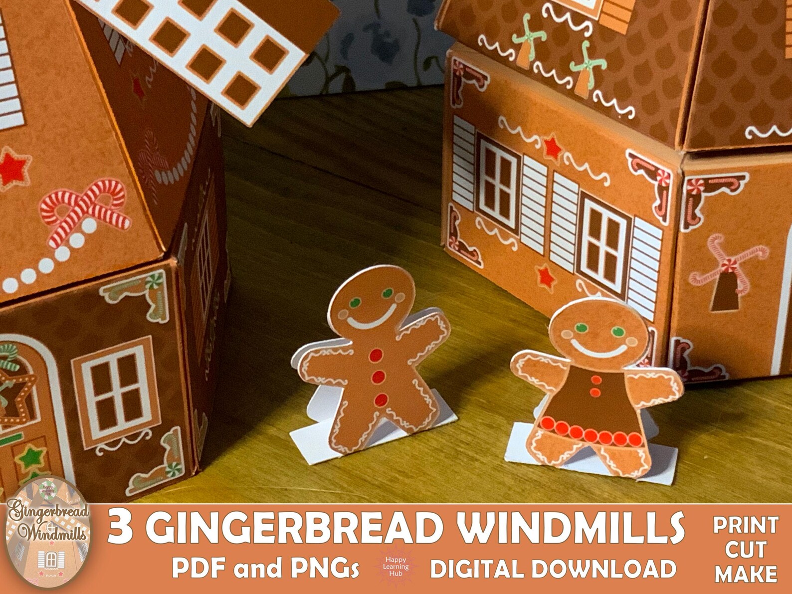 Gingerbread Windmill Templates, Gingerbread Paper Windmills, Printable ...