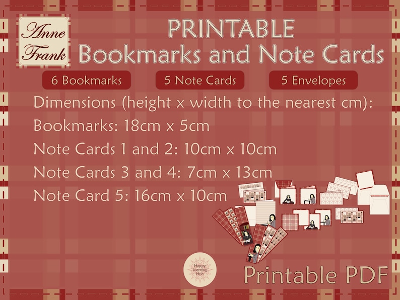 Anne Frank Bookmarks and Note Cards, Anne Frank House, Printable ...