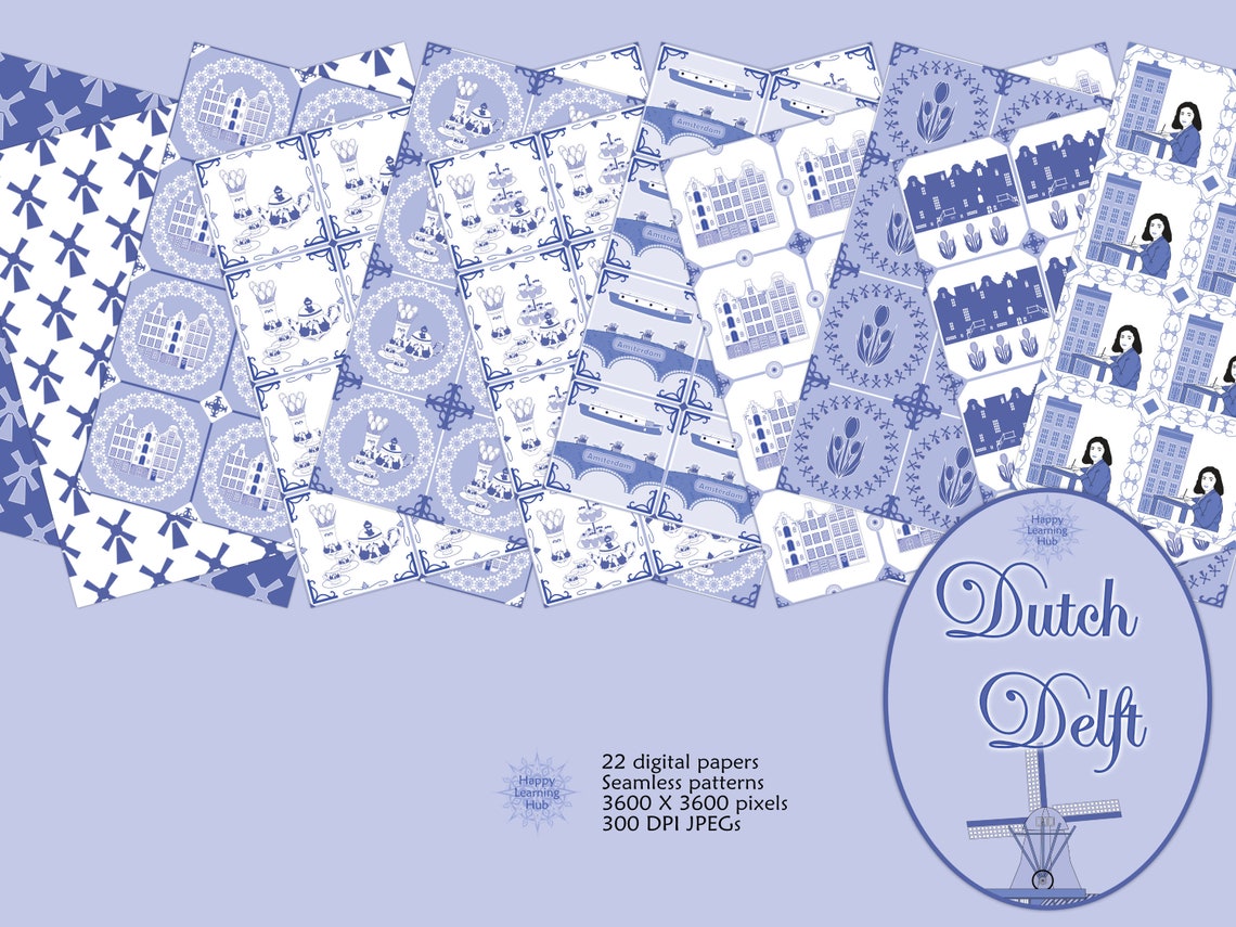 Netherlands Digital Papers, Dutch Delft, Dutch Seamless Patterns ...