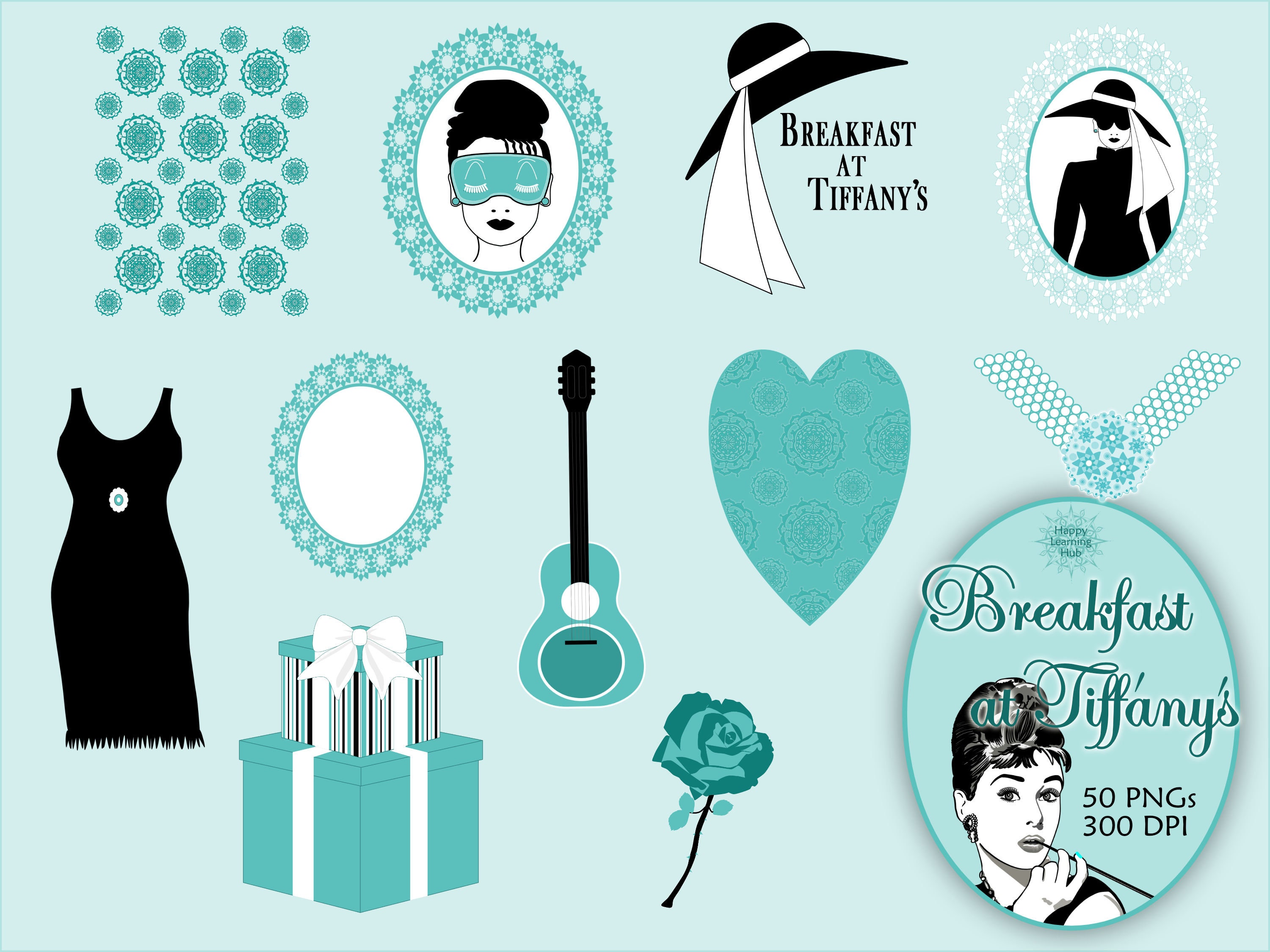 Breakfast at Tiffany's Clipart Images Audrey Hepburn - Etsy