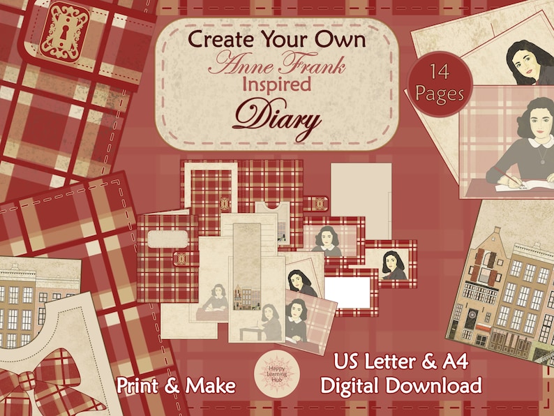 Anne Frank Inspired Diary Kit, Make Your Own Paper Diary Kit, Learning ...