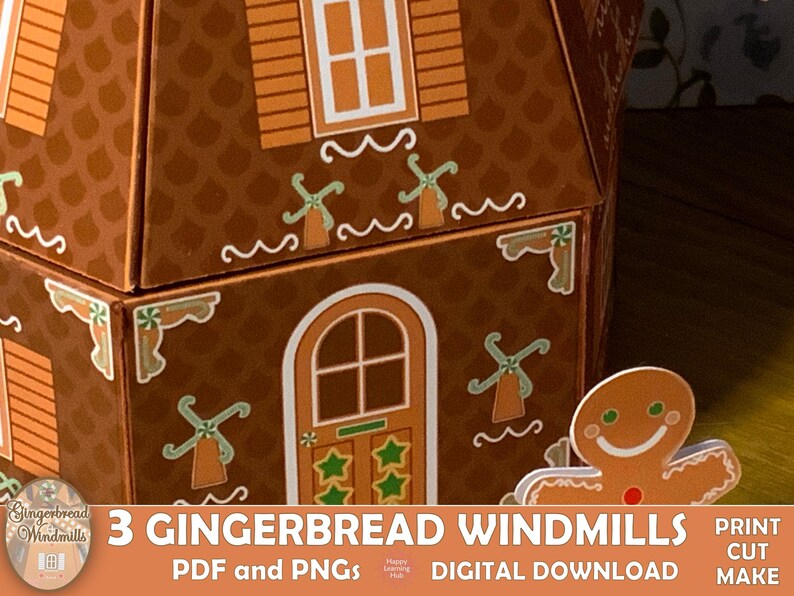 Gingerbread Windmill Templates, Gingerbread Paper Windmills, Printable ...