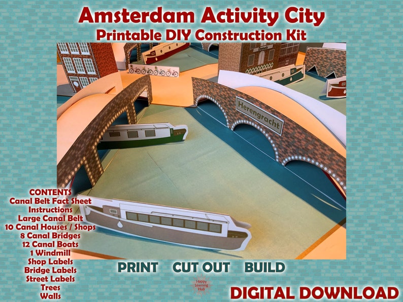 Printable Amsterdam Activity City, Dutch Paper Houses, DIY Construction ...