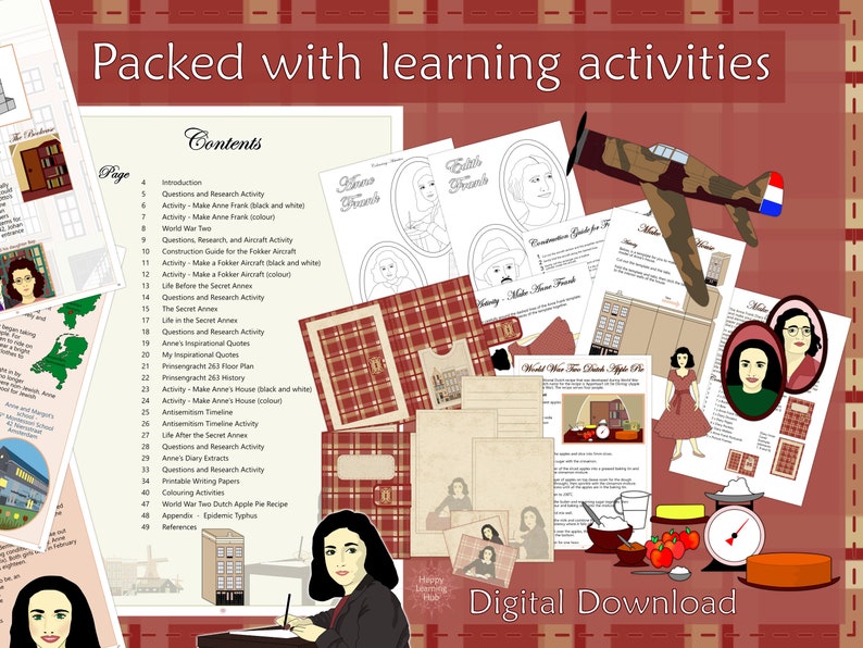 Anne Frank Activity Book, History Learning Printable, Home or School ...