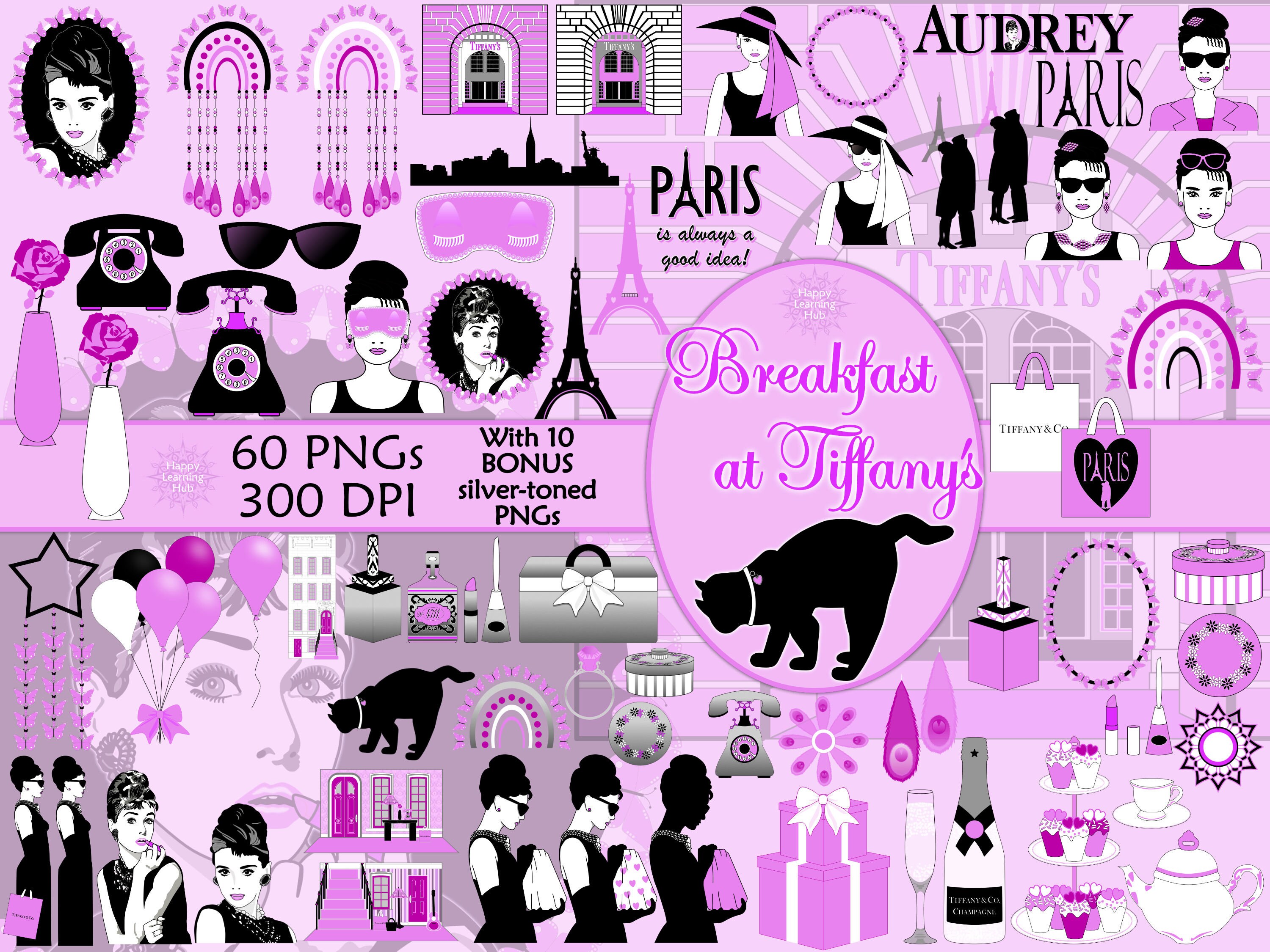 Breakfast at Tiffany's Clipart Images, Audrey Hepburn Clipart, Holly ...