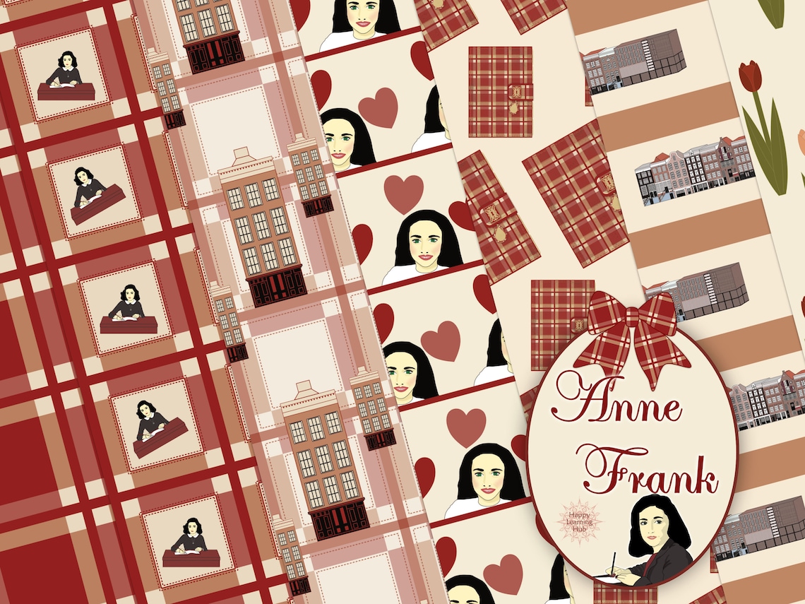 Anne Frank Digital Paper, Scrapbook Paper, Junk Journals, Seamless ...
