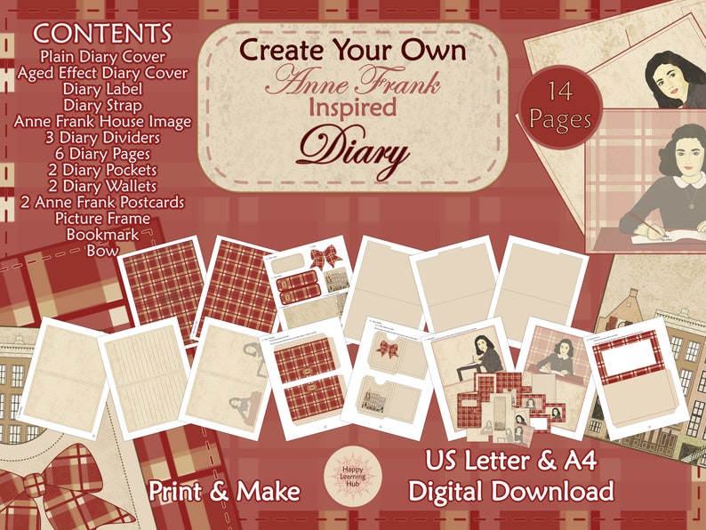 Anne Frank Inspired Diary Kit, Make Your Own Paper Diary Kit, Learning ...
