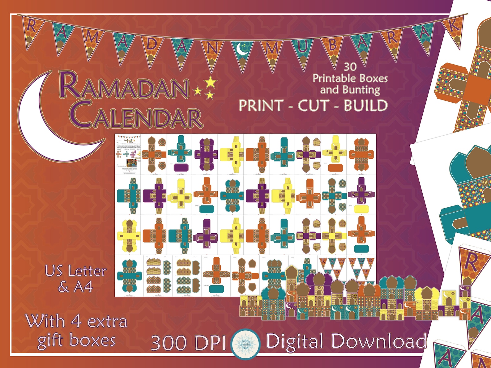 Printable Ramadan Calendar, Ramadan Countdown Calendar, Ramadan Mubarak ...