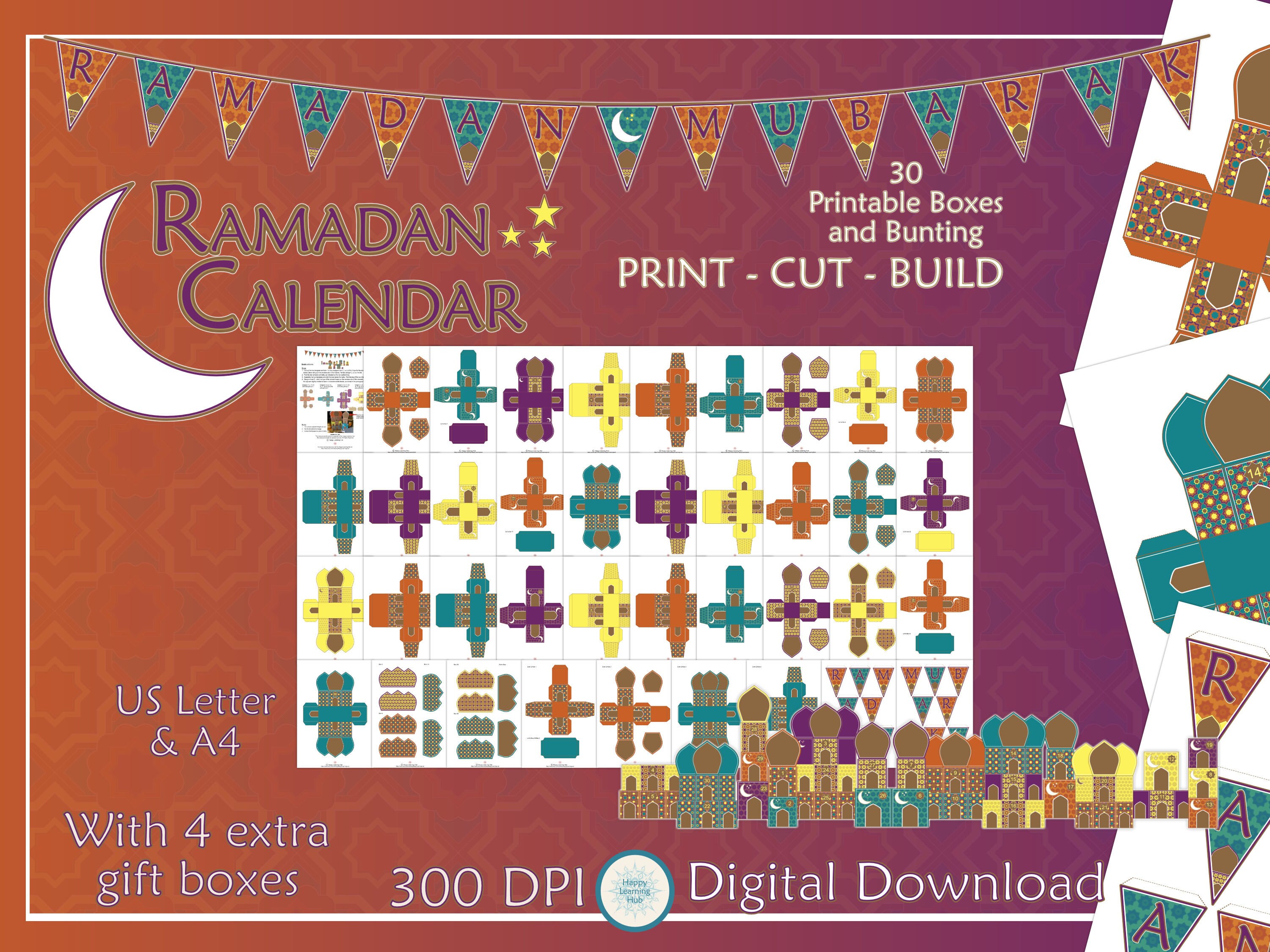 Printable Ramadan Calendar, Ramadan Countdown Calendar, Ramadan Mubarak ...