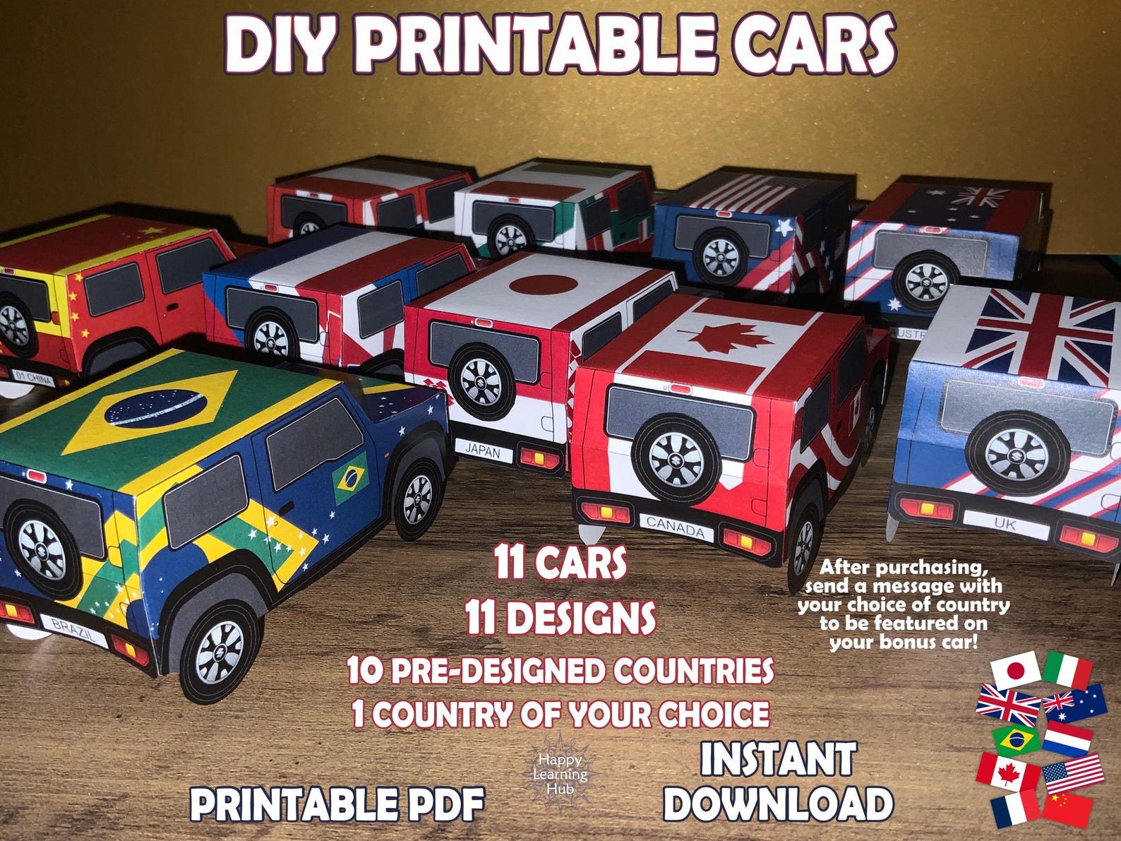 Printable Toy Cars: DIY World Countries Paper Craft (digital Download ...