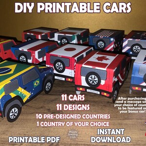 Printable Toy Cars, DIY Car Kit, Countries of the World, Paper Craft ...