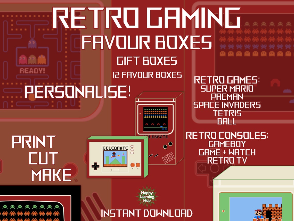 Printable Favour Boxes, Gaming Party Favours, Printable Boxes, Treat ...