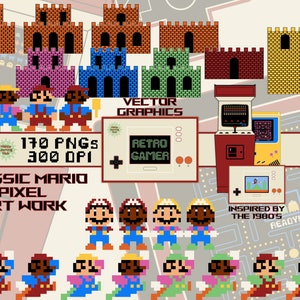 Retro Gamer Clipart, Gamer PNG Bundle, 80's Clipart, Gaming Consoles ...