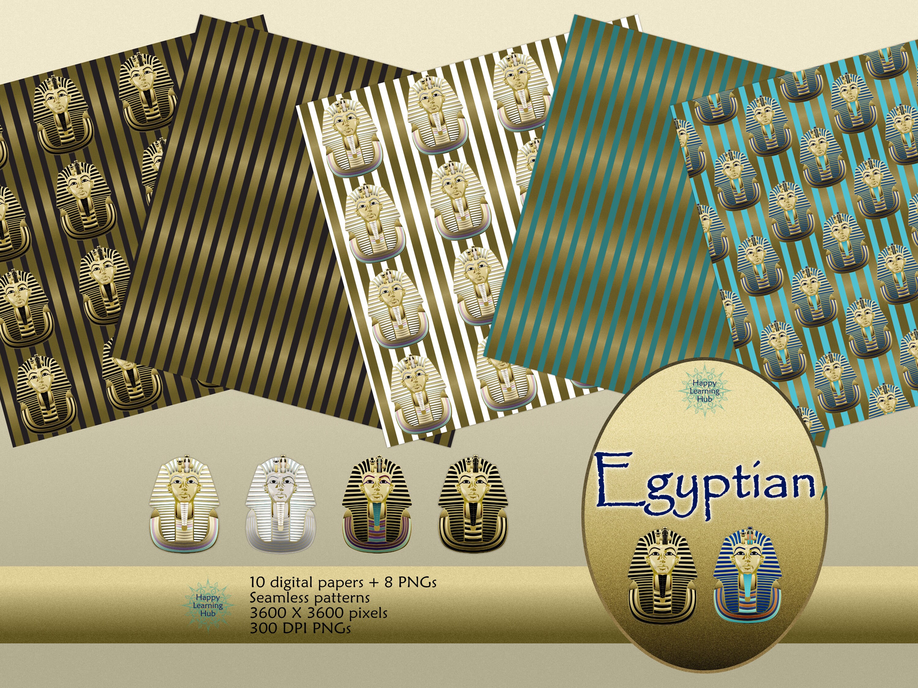Egyptian Digital Papers, Tutankhamun Pngs, Egypt Decorative Paper, Junk ...
