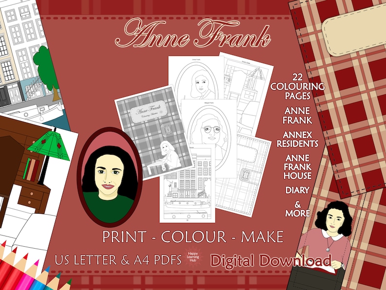 Anne Frank Colouring Pages, Anne Frank House, Kids Activities, Learning ...