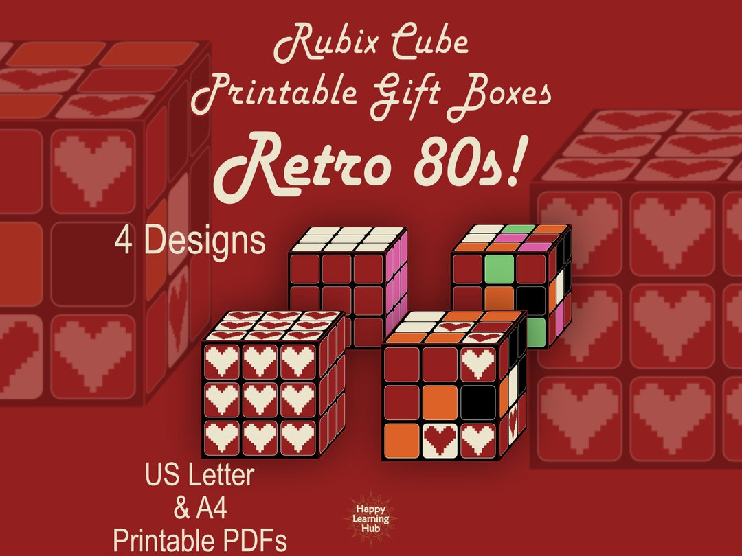 Printable Gift Boxes, Favour Boxes, Novelty Gift Box, 80s Theme, Rubix ...