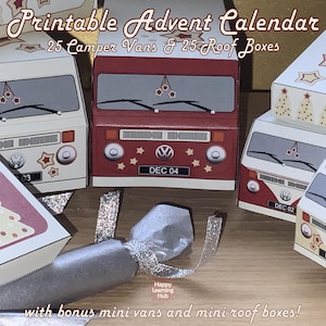 Printable Advent Calendar Boxes, Camper Van Advent Calendar, Novelty ...