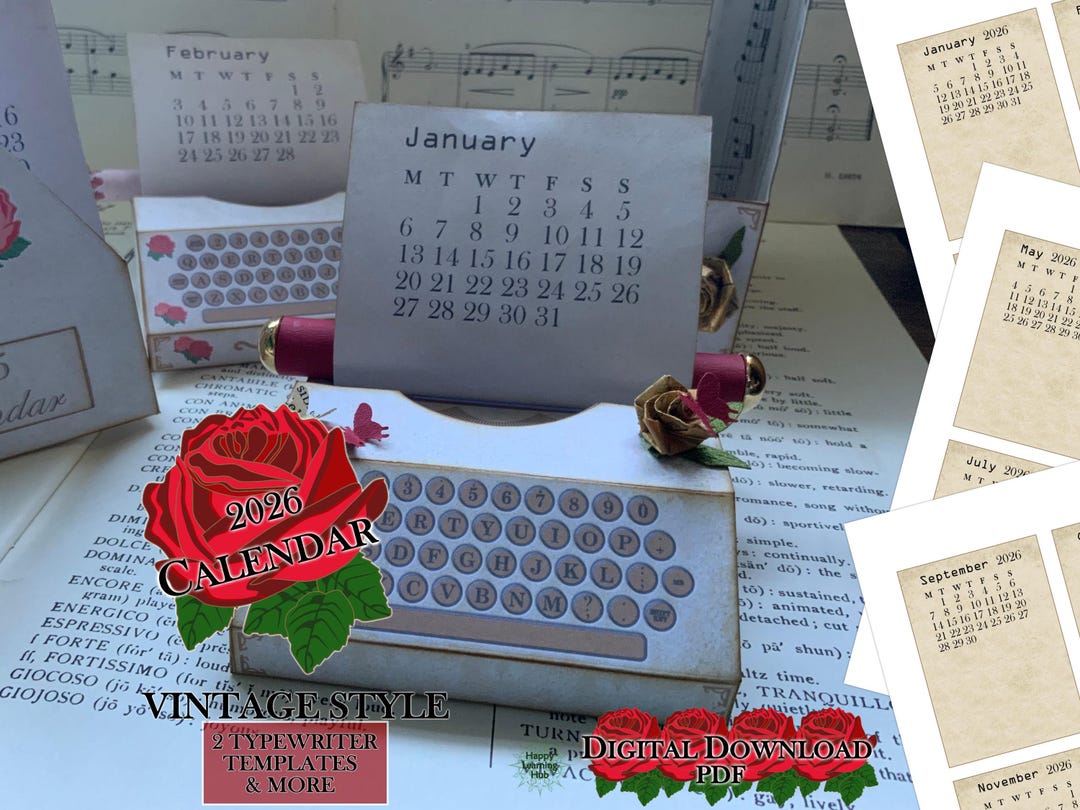 2026 Vintage Typewriter Desk Calendar: DIY Papercraft (digital Download ...
