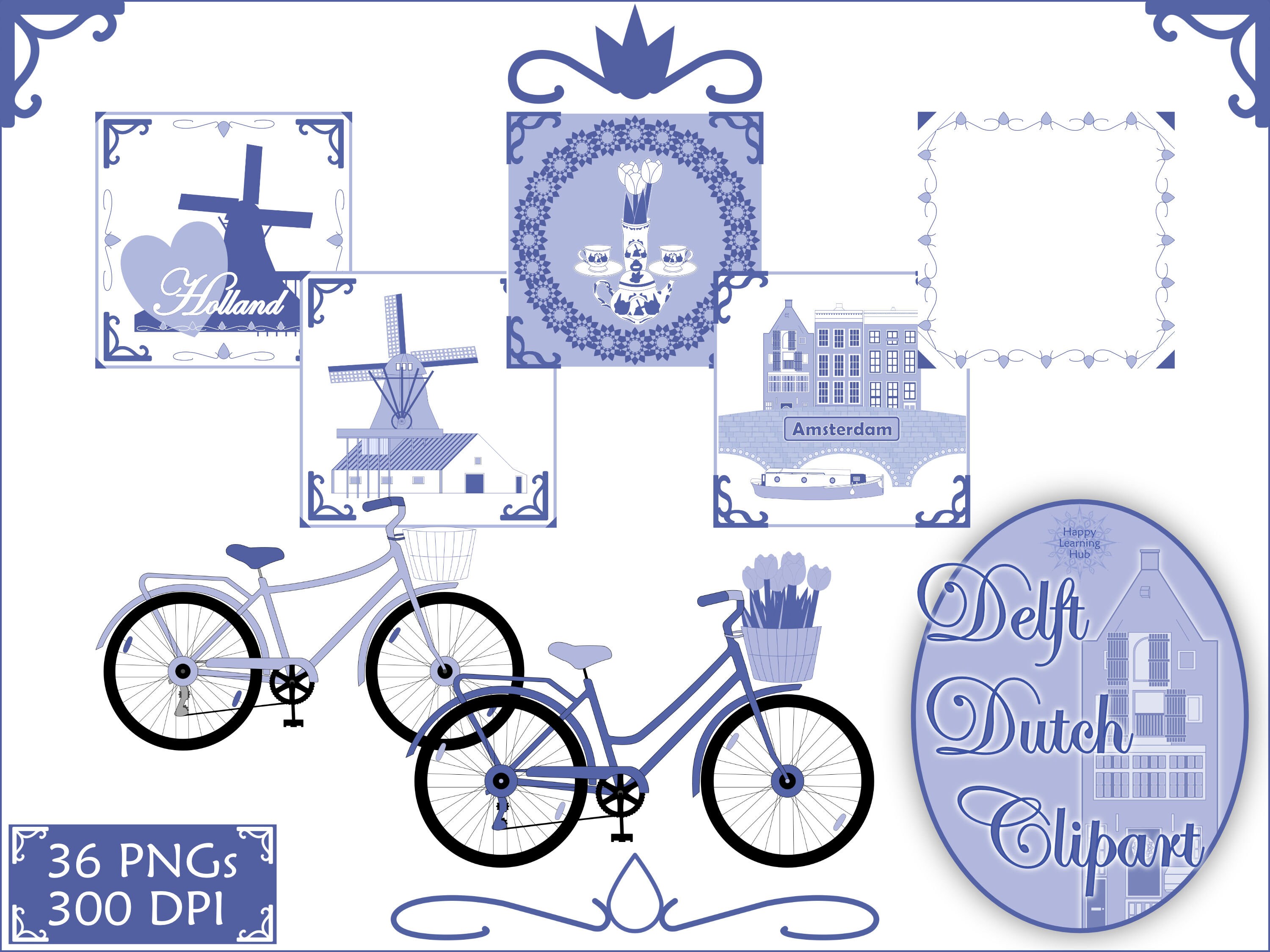 Amsterdam Clipart Dutch Delft Clipart Images Canal Houses - Etsy