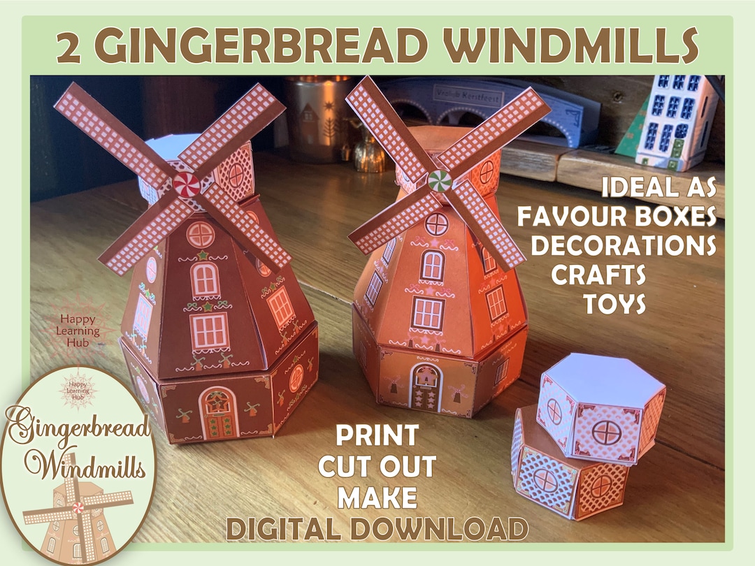 Gingerbread Windmill Templates, Gingerbread Paper Windmills, Printable ...