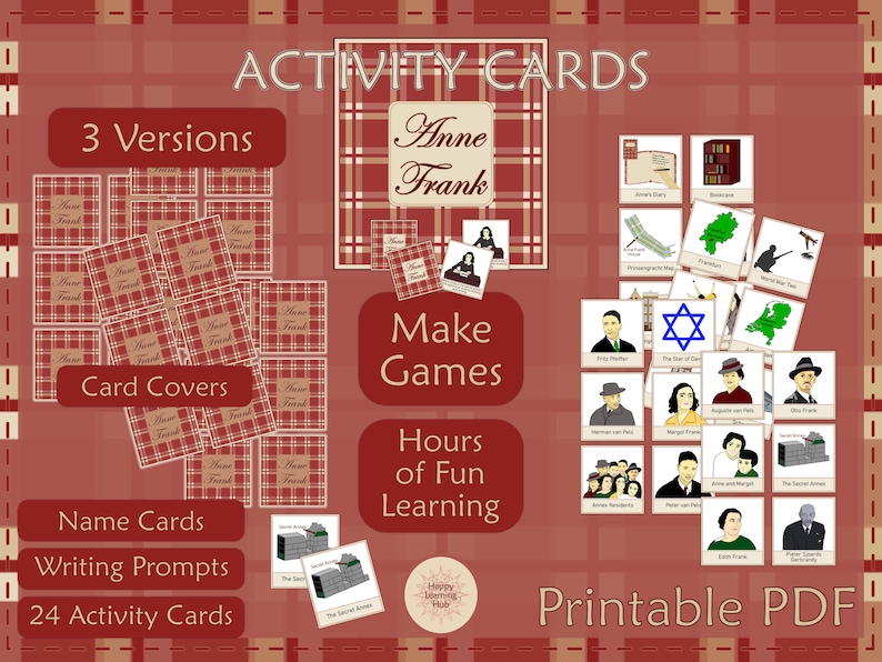 Anne Frank Activity Cards, Anne Frank Kids Activities, Anne Frank House ...