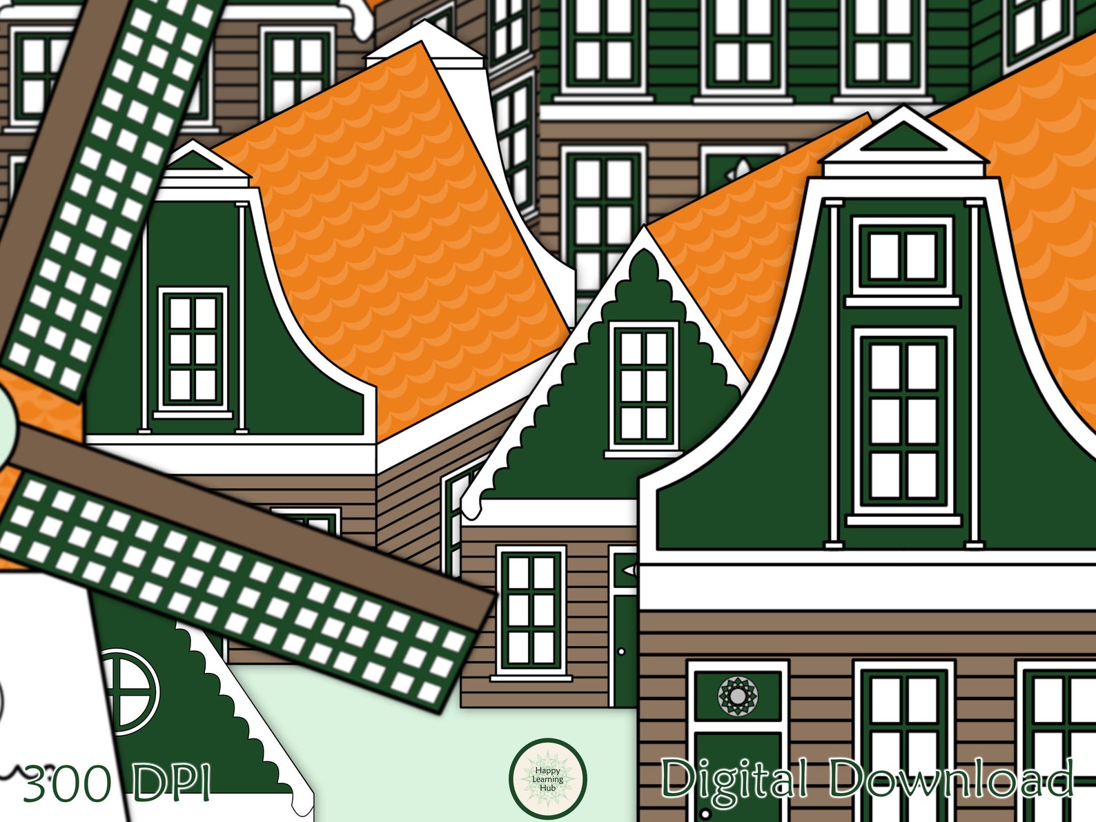 Create Your Own Tiny Dutch Paper Village, Paper Houses, Dutch Windmill ...