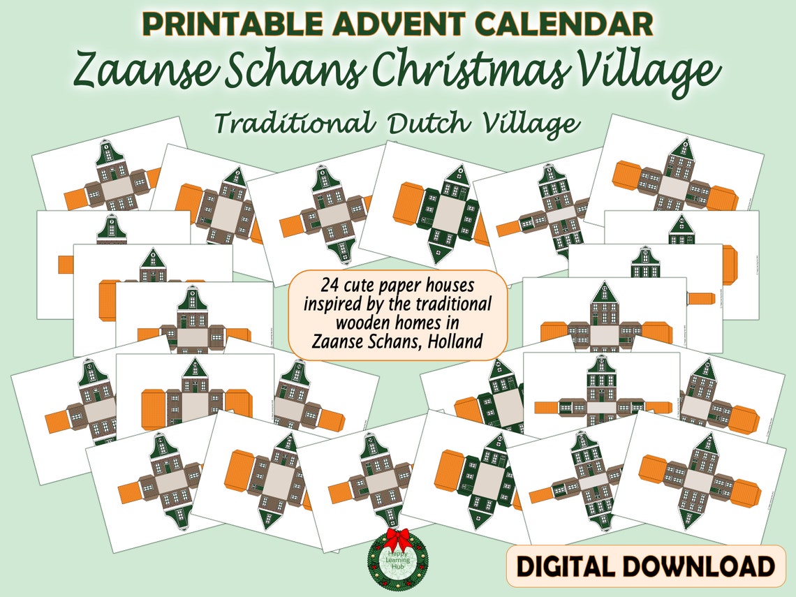 Dutch Paper Houses Advent Calendar Printable DIY Advent - Etsy