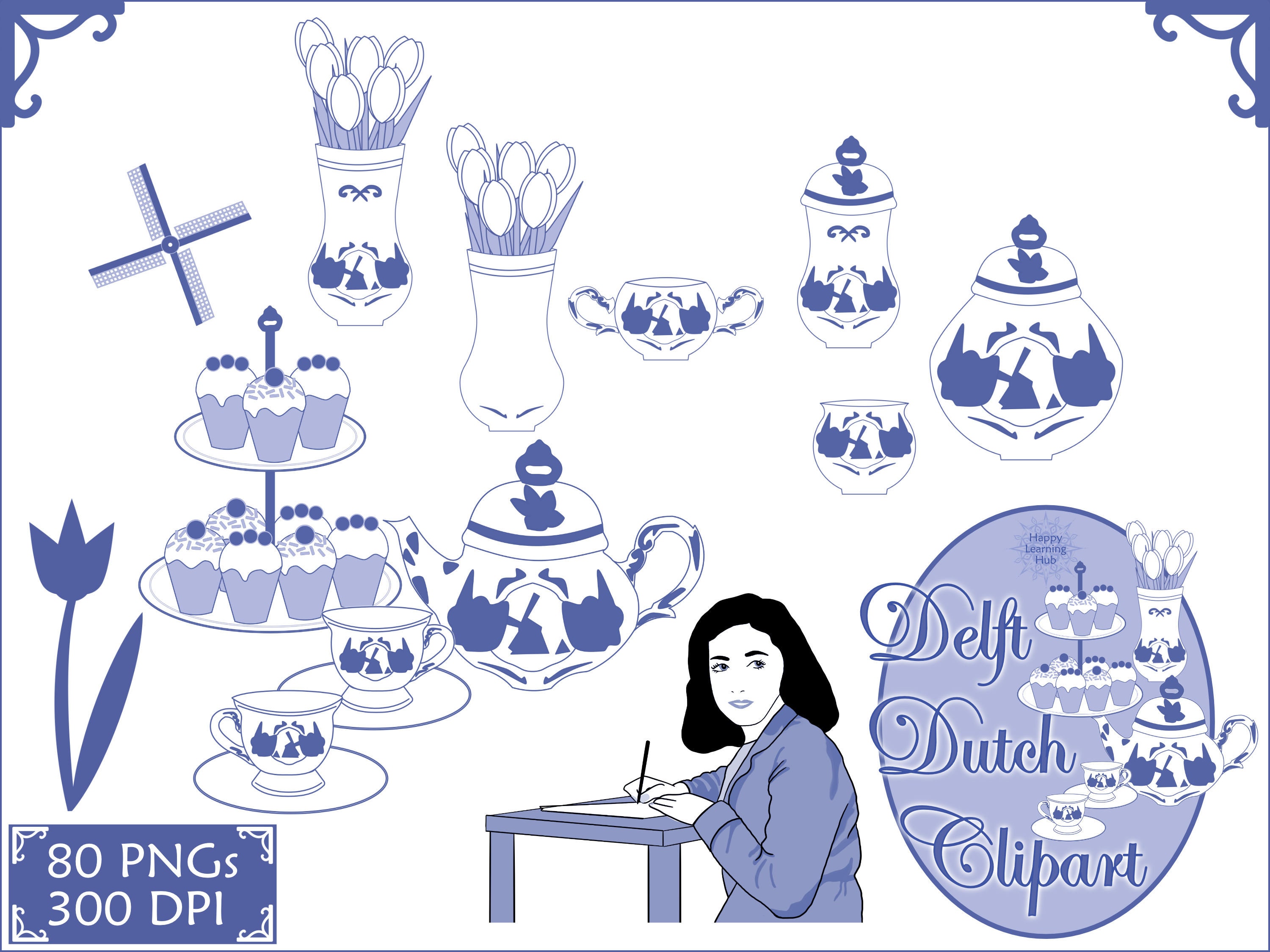 Amsterdam Clipart, Dutch Delft Clipart Images, Canal Houses, Anne Frank ...