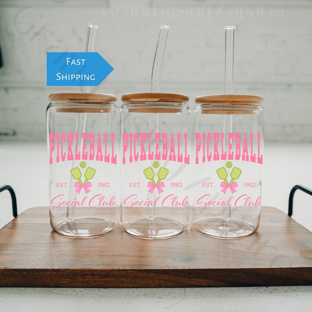 Custom Pickleball Social Club Sipper Glass Birthday Glass Cup With ...