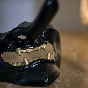 Tengu Half Face Wearable Cosplay Mask, Demon Hannya Samurai Mask ...