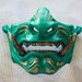 Oni Green Japanese Mask, Wearable Half Mask Samurai Style, Demon Mask ...