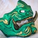 Oni Green Japanese Mask, Wearable Half Mask Samurai Style, Demon Mask ...
