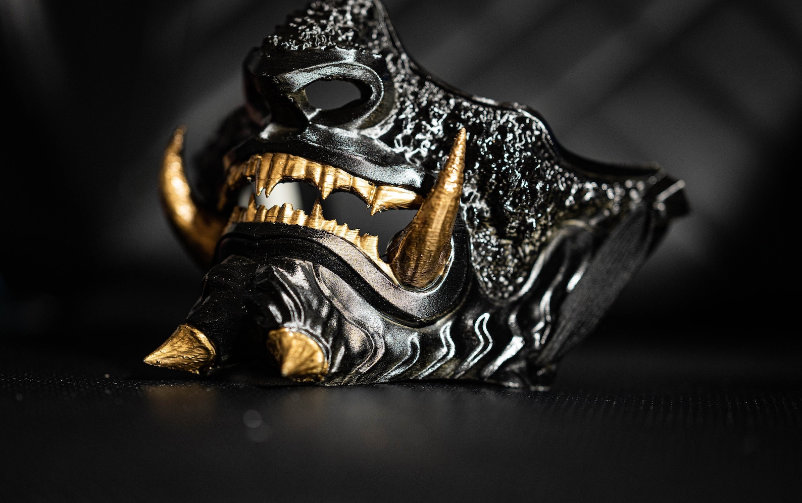 Oni Half Mask Japanese Wearable Samurai Style Cosplay Etsy