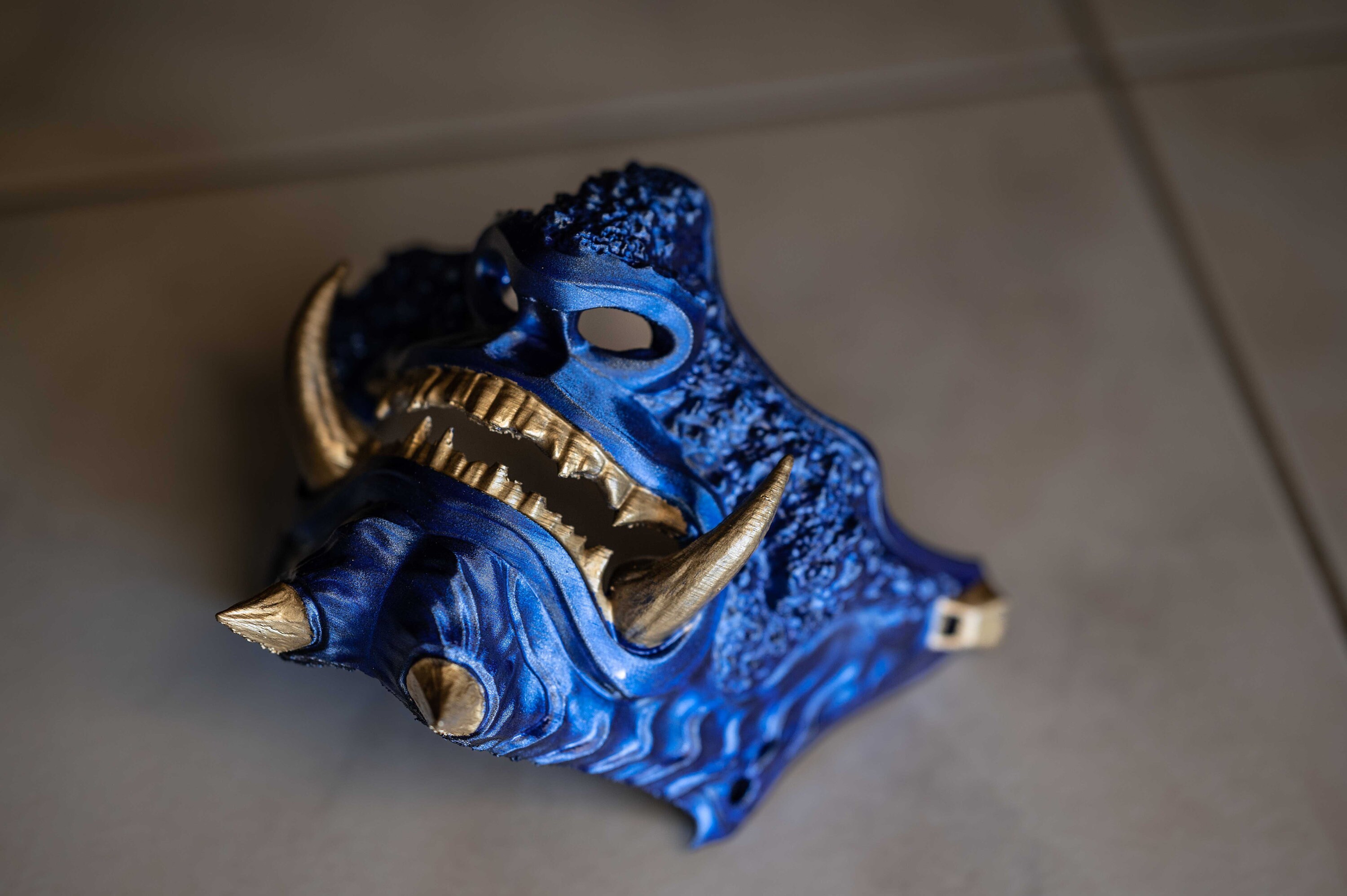 Oni Half Mask Japanese Wearable Samurai Style Cosplay Etsy