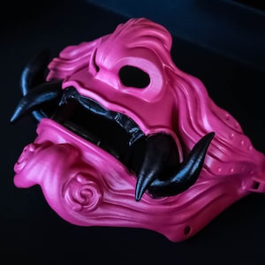 Pink & Black Samurai Mask - Japanese Style - Mempo Mask - Wearable ...
