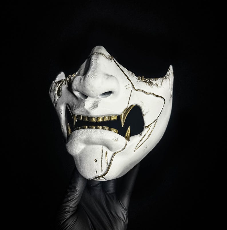 3D Printed Ghost of Yotei Atsu Mask – Kintsugi Demon Wearable Cosplay ...