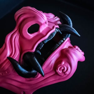 Pink & Black Samurai Mask - Japanese Style - Mempo Mask - Wearable ...