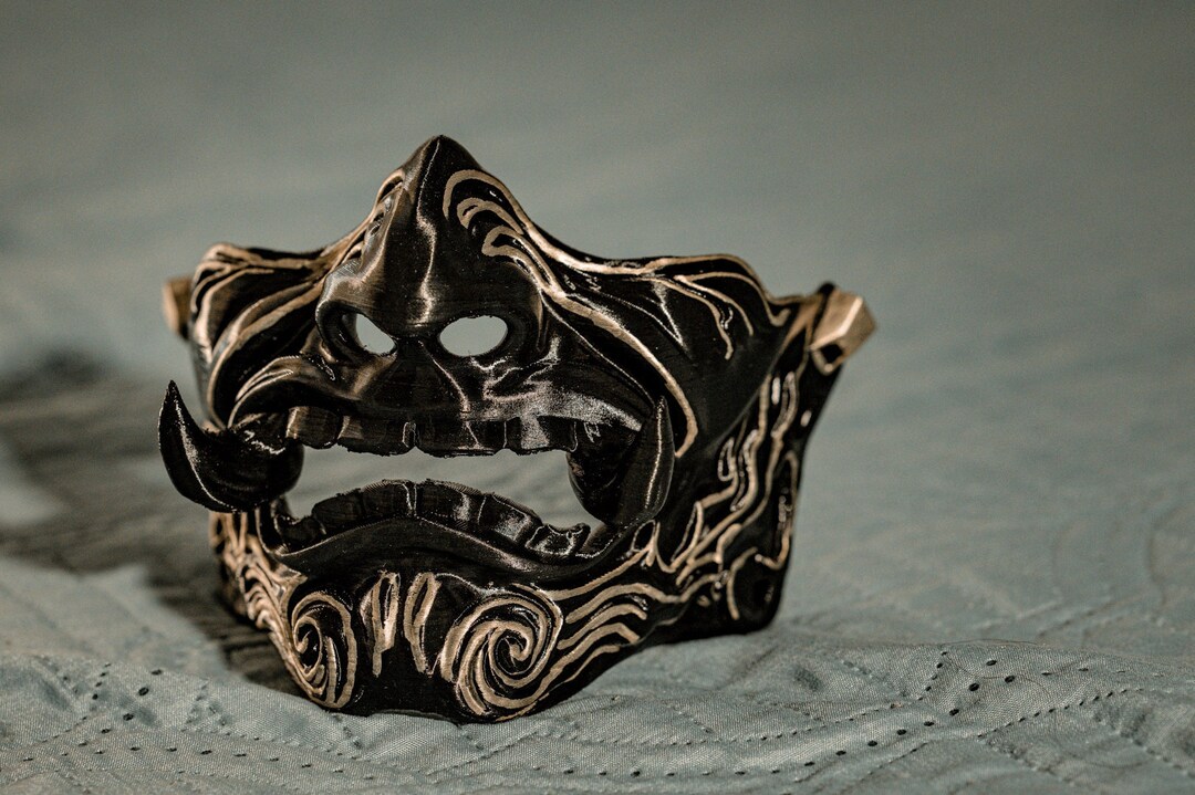 Samurai Japanese Style Cosplay Hannya Wearable Mempo Half Face Oni Mask ...