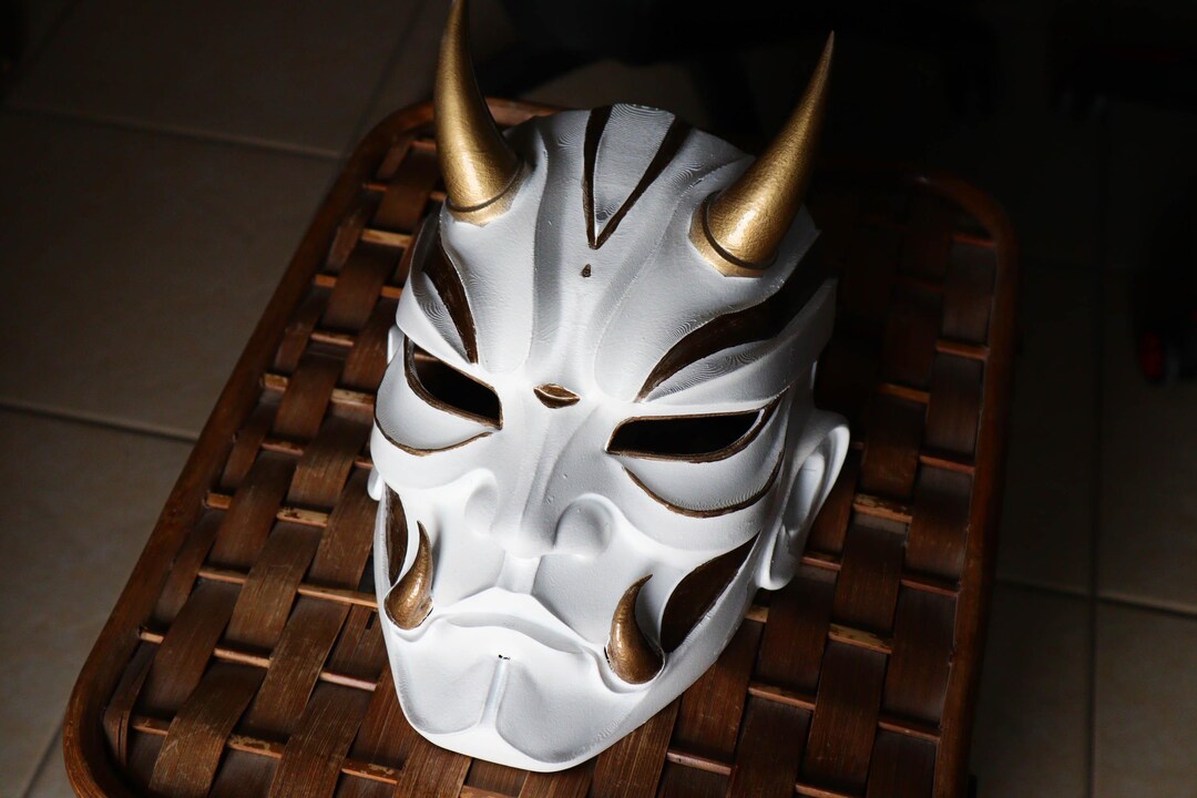 Fallen White Angel Oni Mask – 3D Printed Handmade Japanese Demon Mask ...