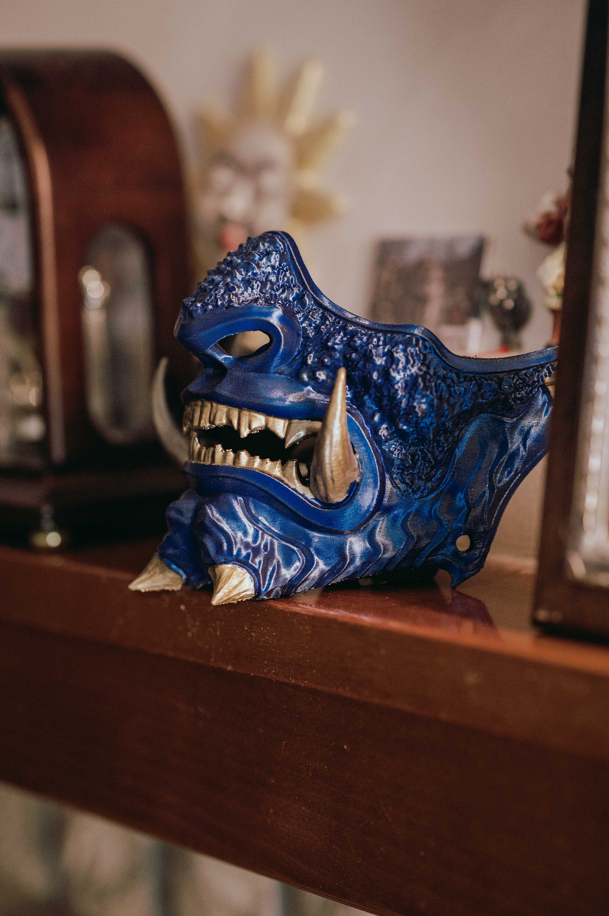 Oni Half Mask Japanese Wearable Samurai Style cosplay - Etsy